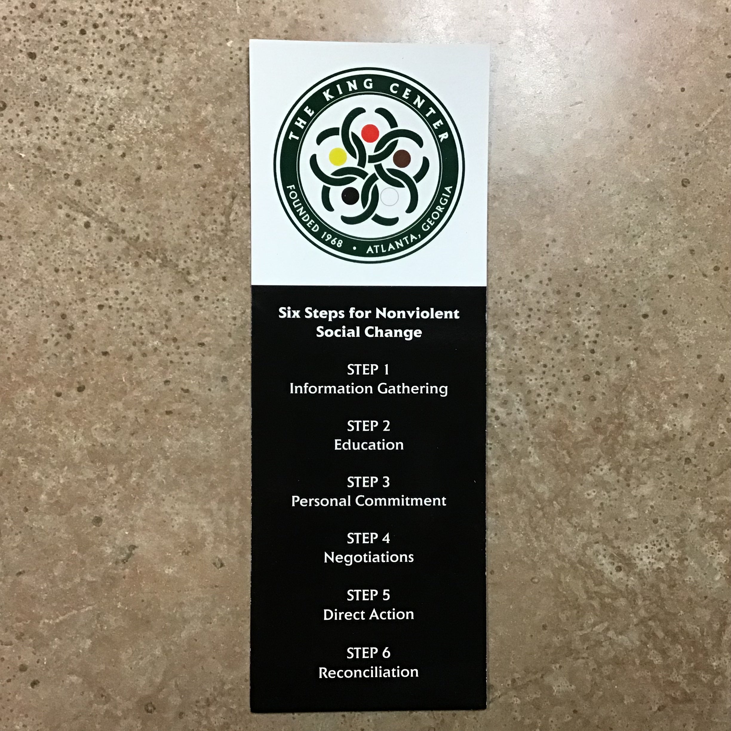 6 Principles of Nonviolence/Steps Bookmark – The King Center Bookstore
